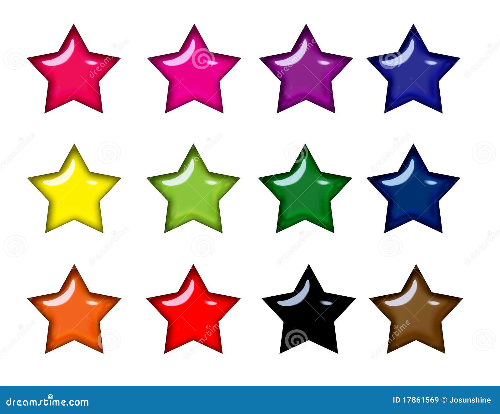 Colorful Glossy Star Icons stock illustration. Illustration of pink ...