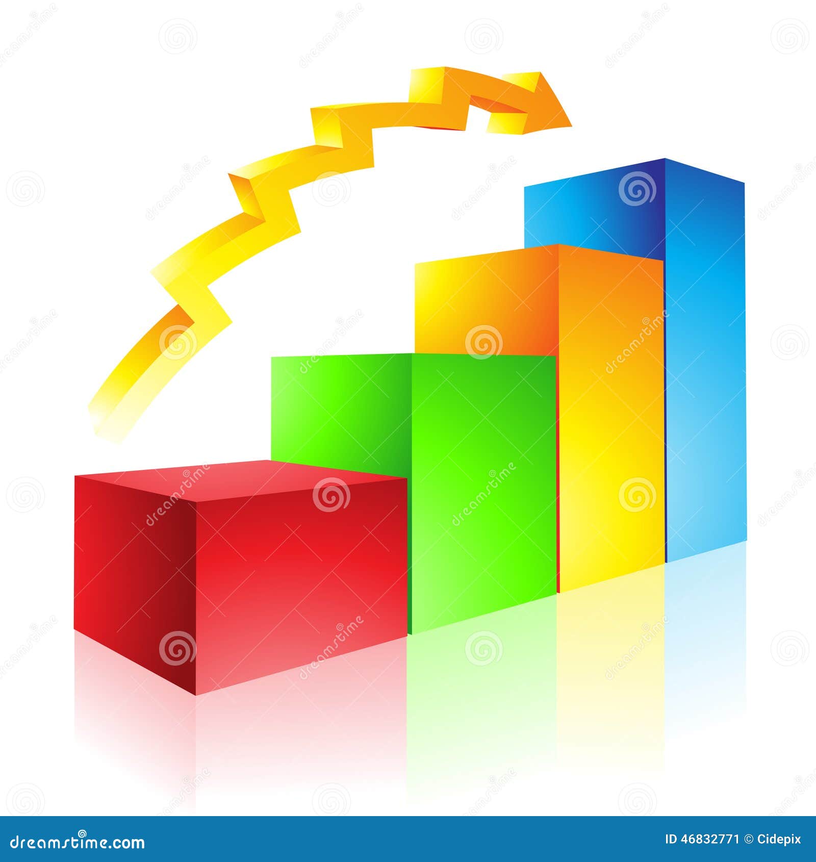 Colorful Glossy Stat Bars and Arrow Stock Vector - Illustration of ...