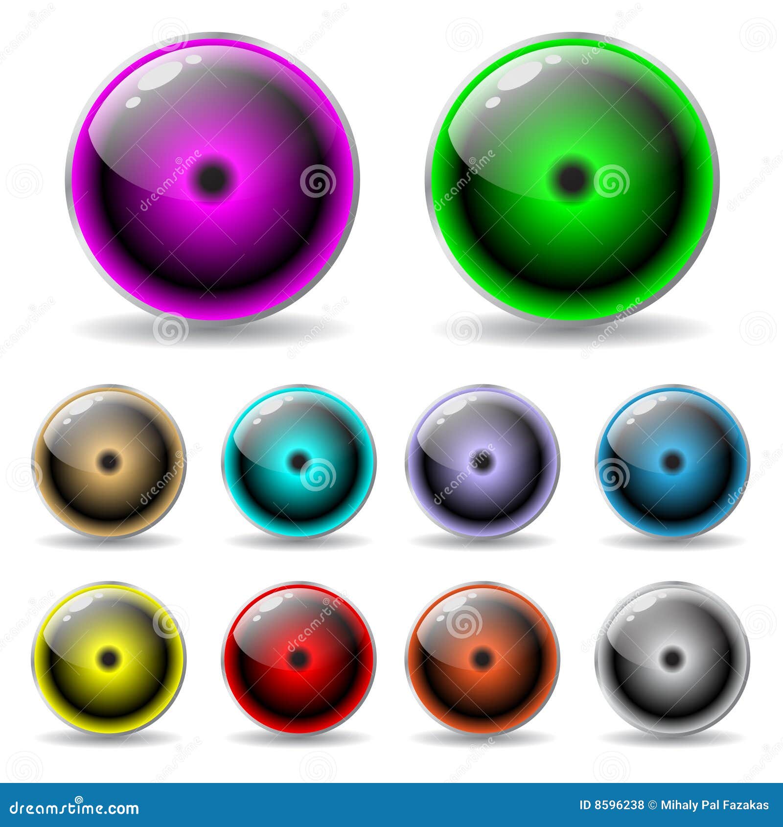 Colorful glow buttons stock vector. Illustration of grey - 8596238