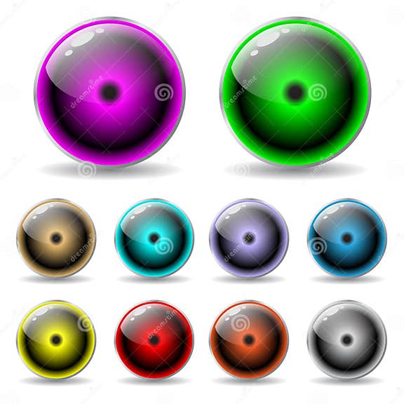 Colorful glow buttons stock vector. Illustration of grey - 8596238