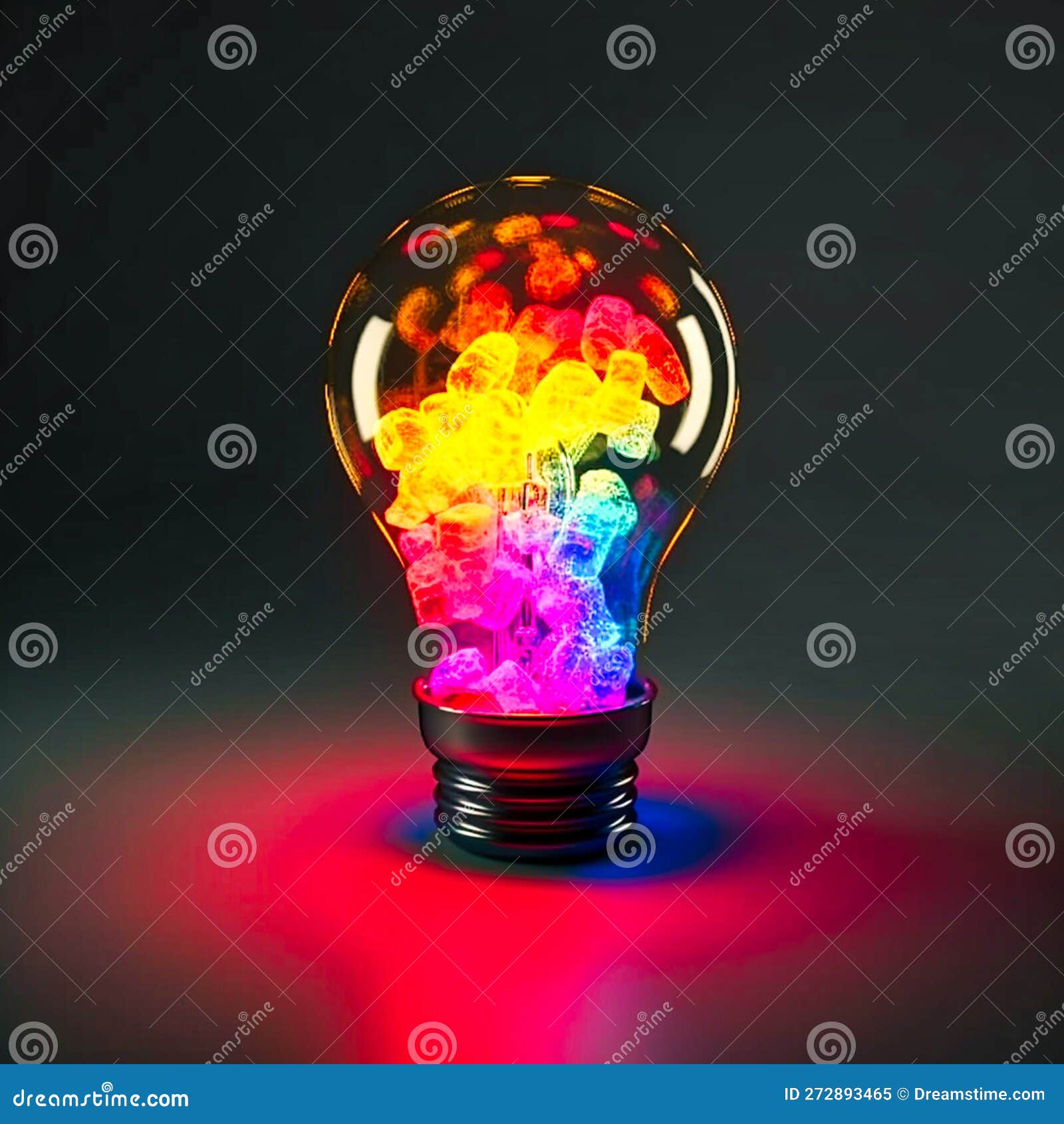 Colorful Glowing 3d Idea Bulb Lamp Visualization, Generative AI Stock ...