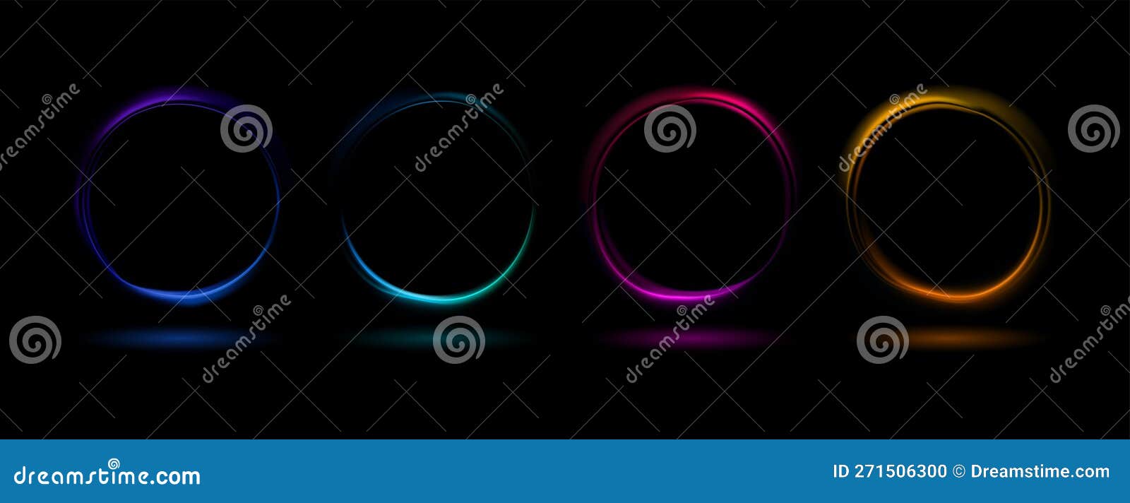 Colorful Glowing Dynamic Waves in Circle Shape with Reflection Isolated ...