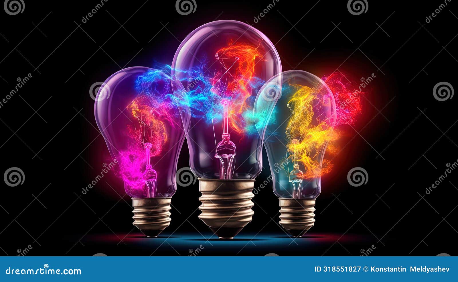 A Colorful Glowing Idea Bulb Lamp Visualization of Brain Stock ...