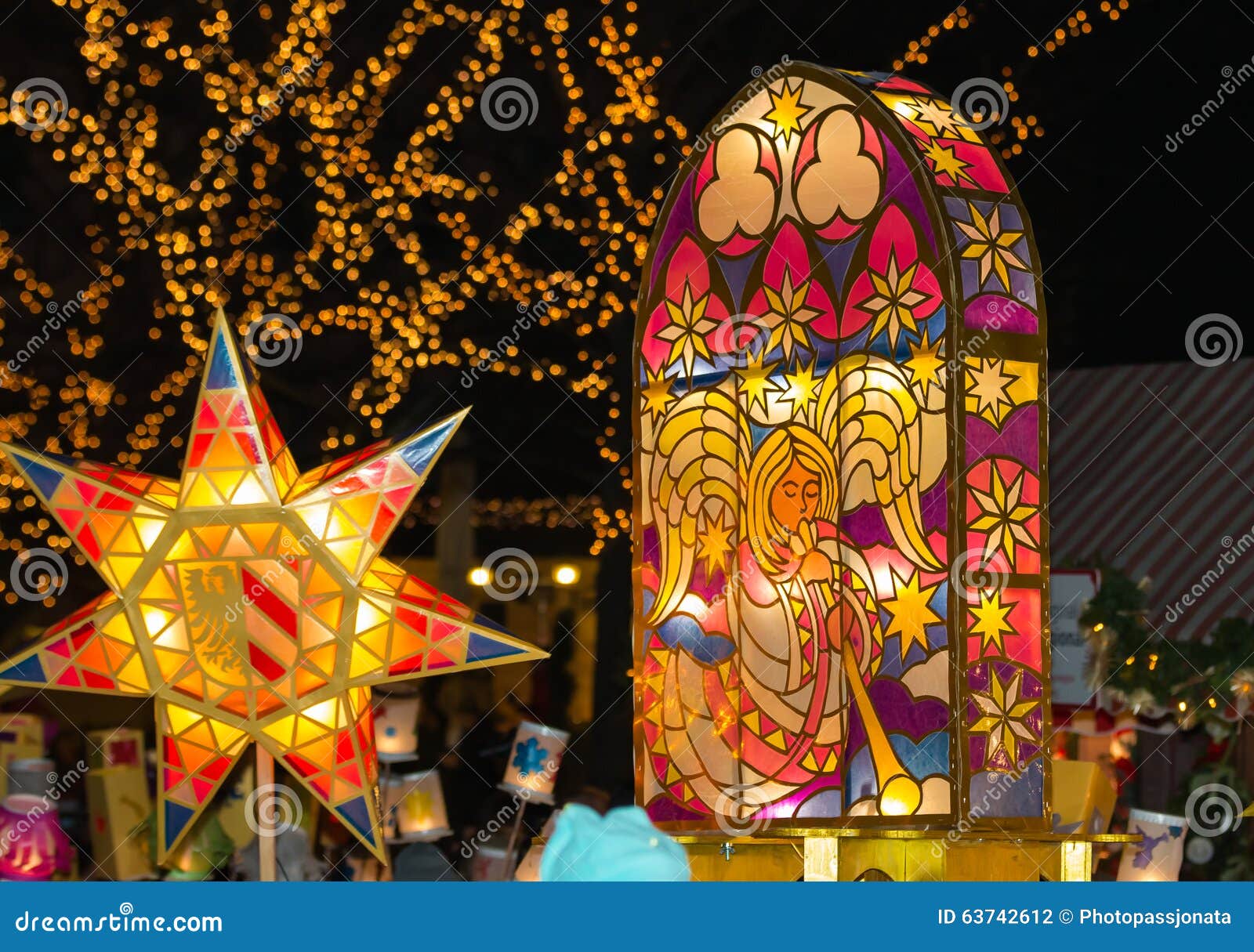 Colorful, glowing lanterns stock photo. Image of traditional - 63742612