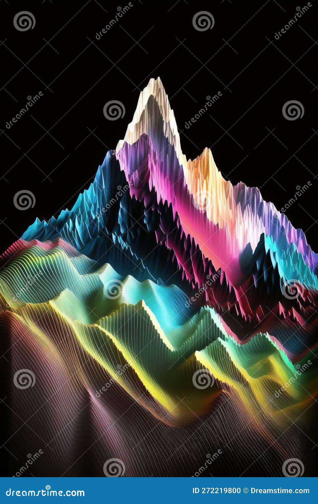 Colorful Glowing Mountain Soundwave. Generative AI Stock Photo - Image ...