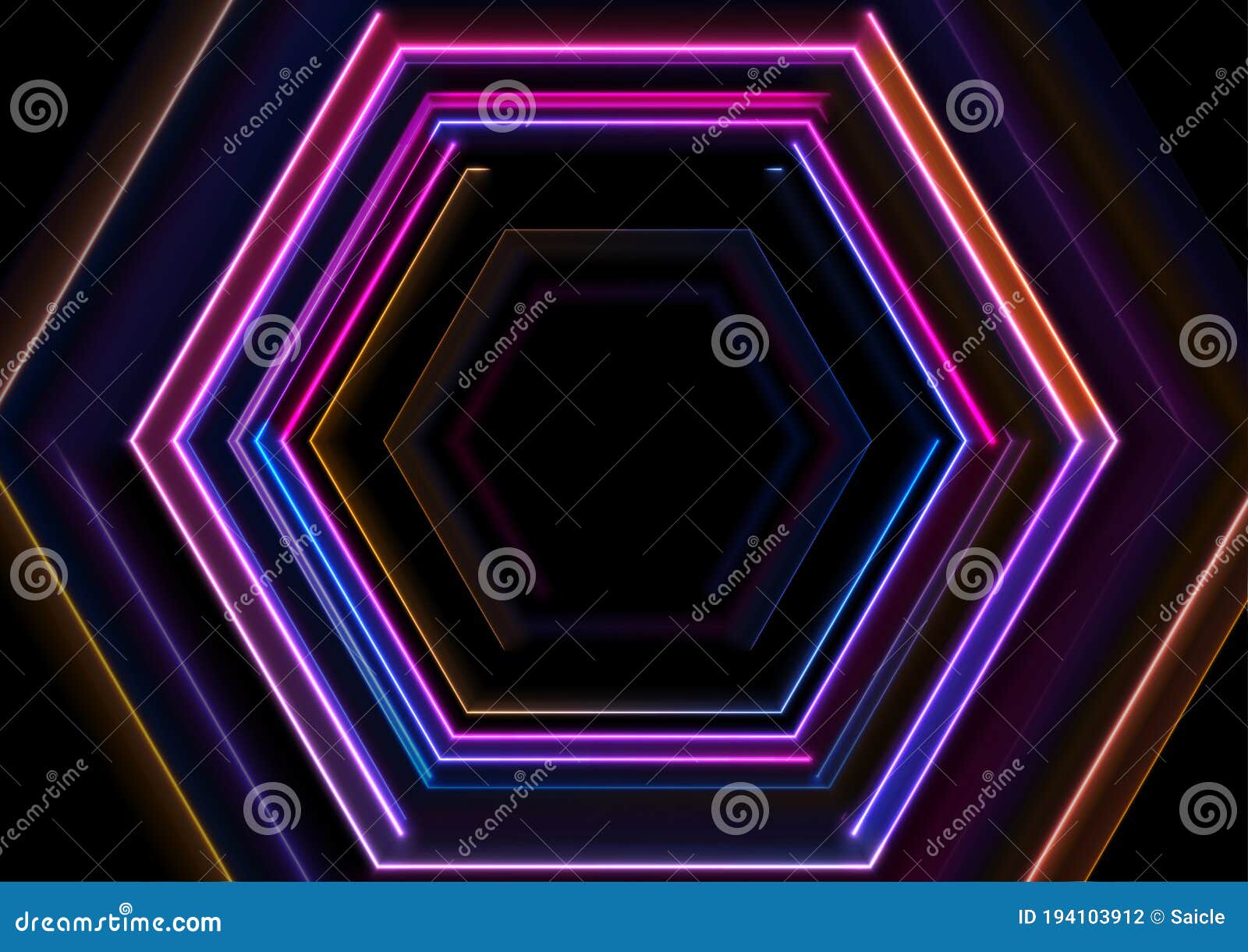 Colorful Glowing Neon Tech Hexagons Abstract Background Stock Vector ...