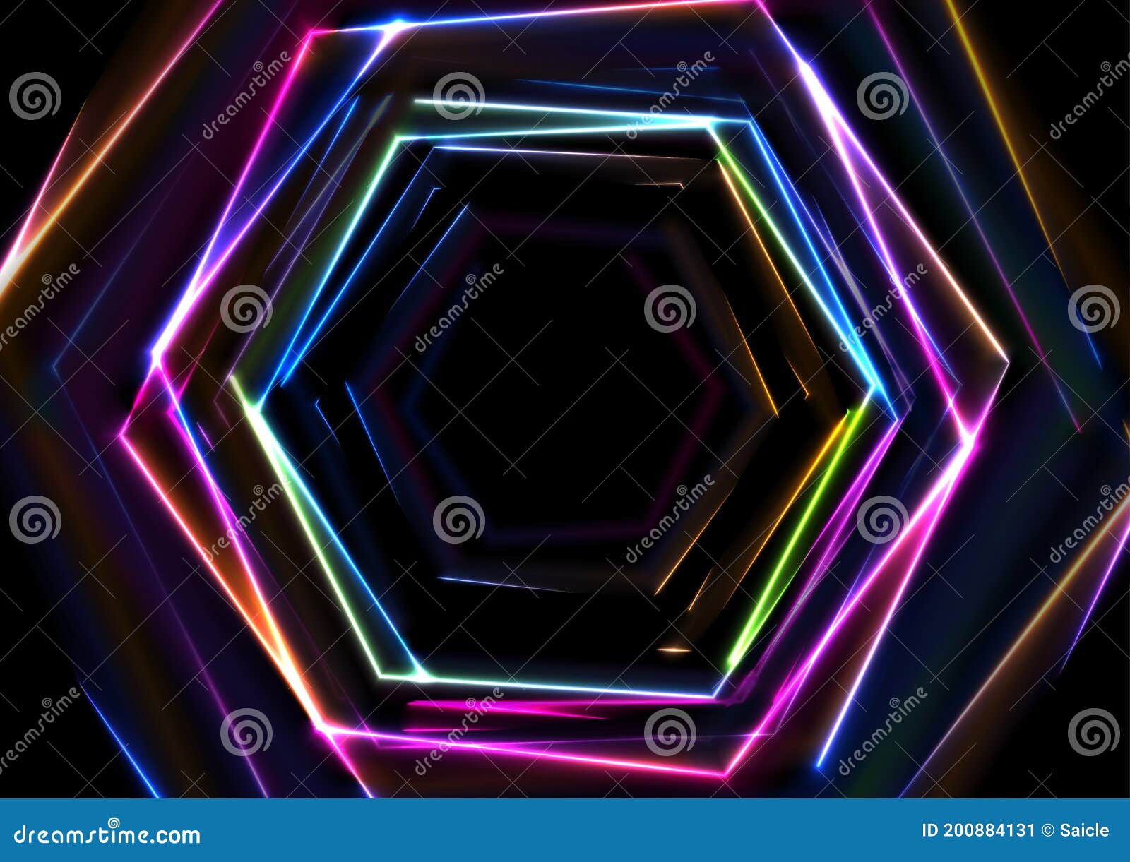 Colorful Glowing Neon Tech Hexagons Abstract Background Stock Vector ...