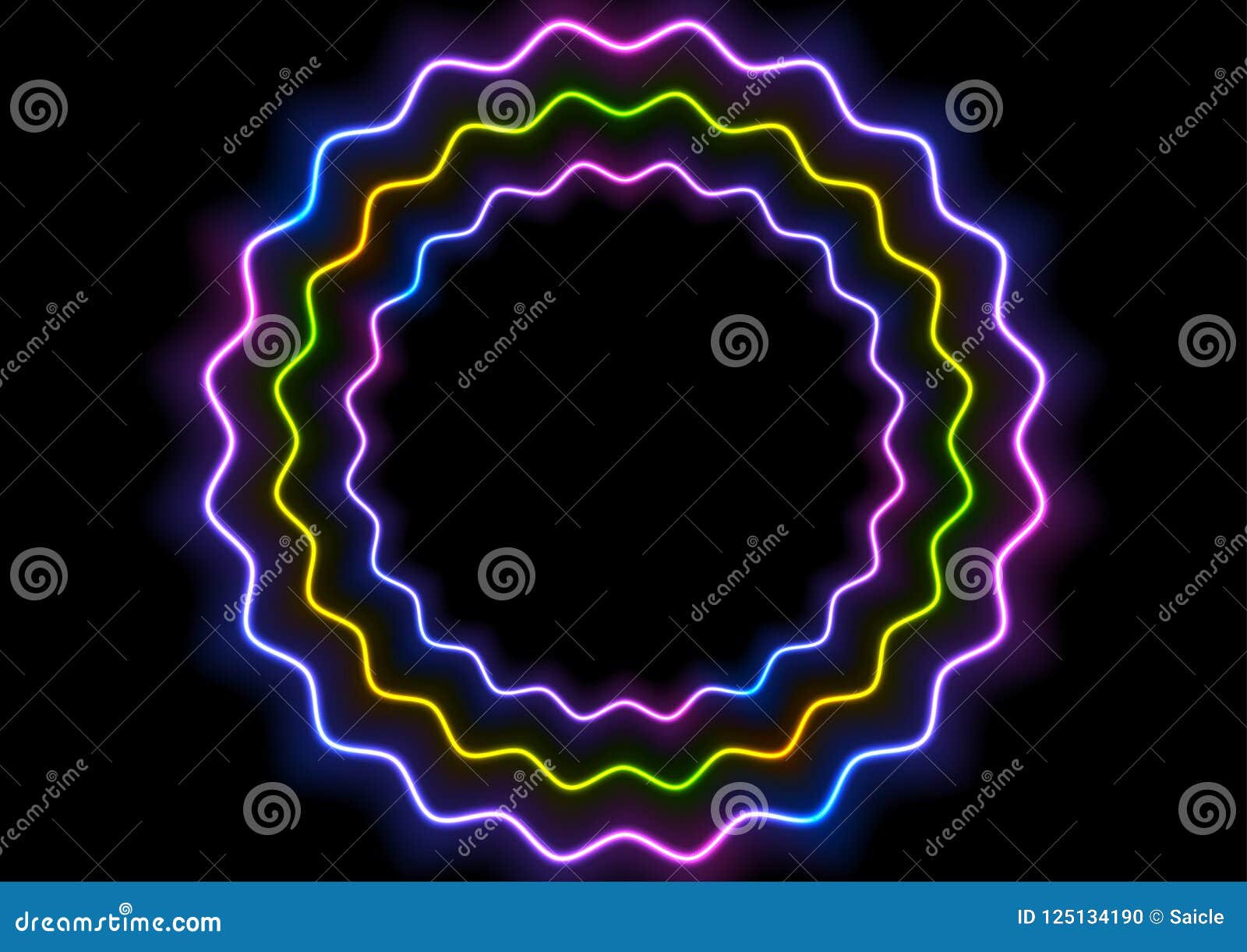 Colorful Glowing Neon Wavy Circles Abstract Background Stock Vector ...