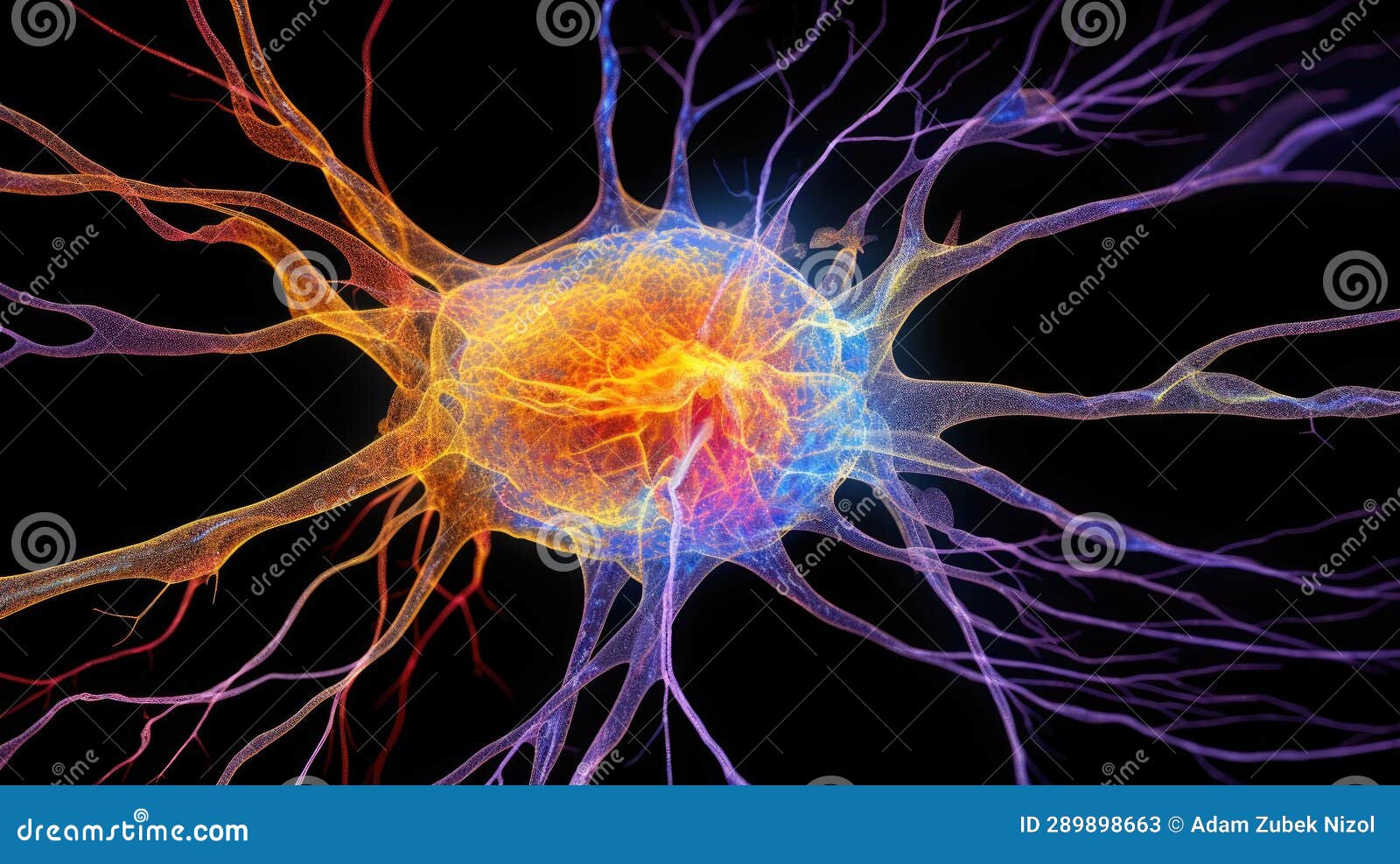 A colorful glowing neurons stock illustration. Illustration of ...