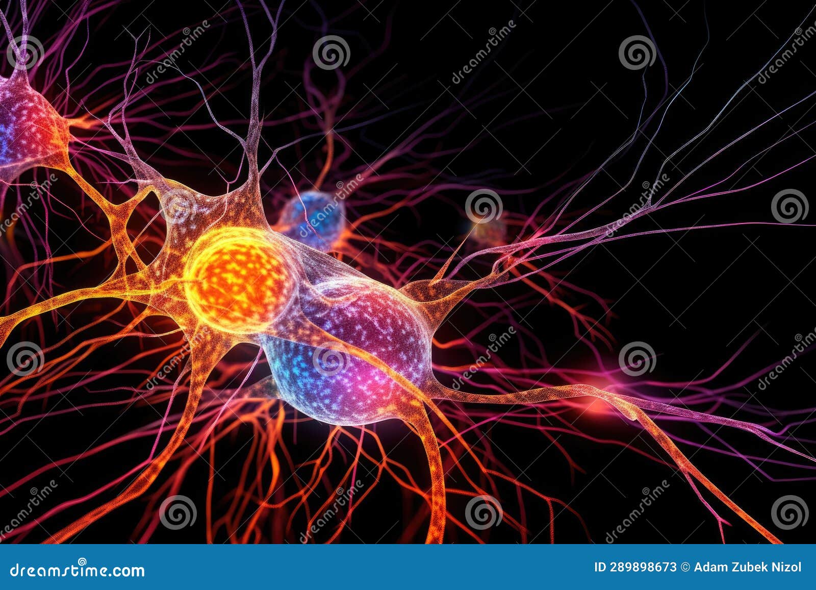 A colorful glowing neurons stock illustration. Illustration of colorful ...