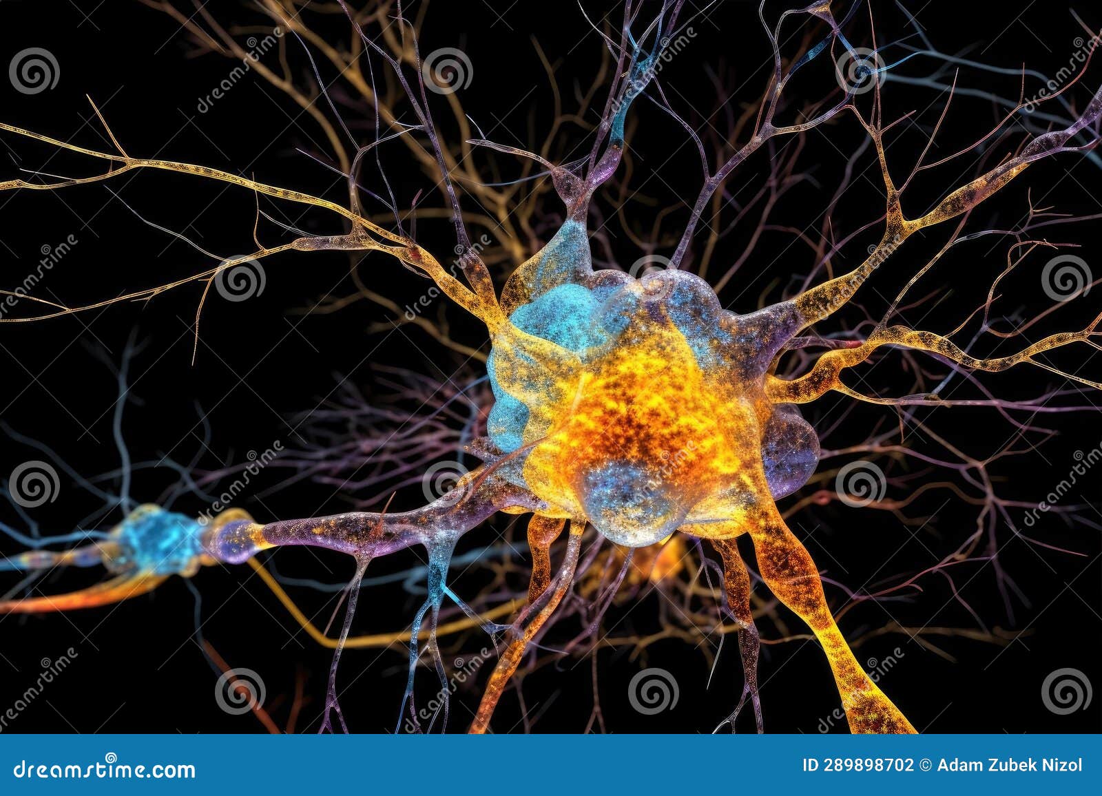 A colorful glowing neurons stock illustration. Illustration of science ...