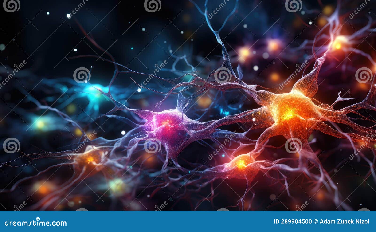 A colorful glowing neurons stock illustration. Illustration of brain ...