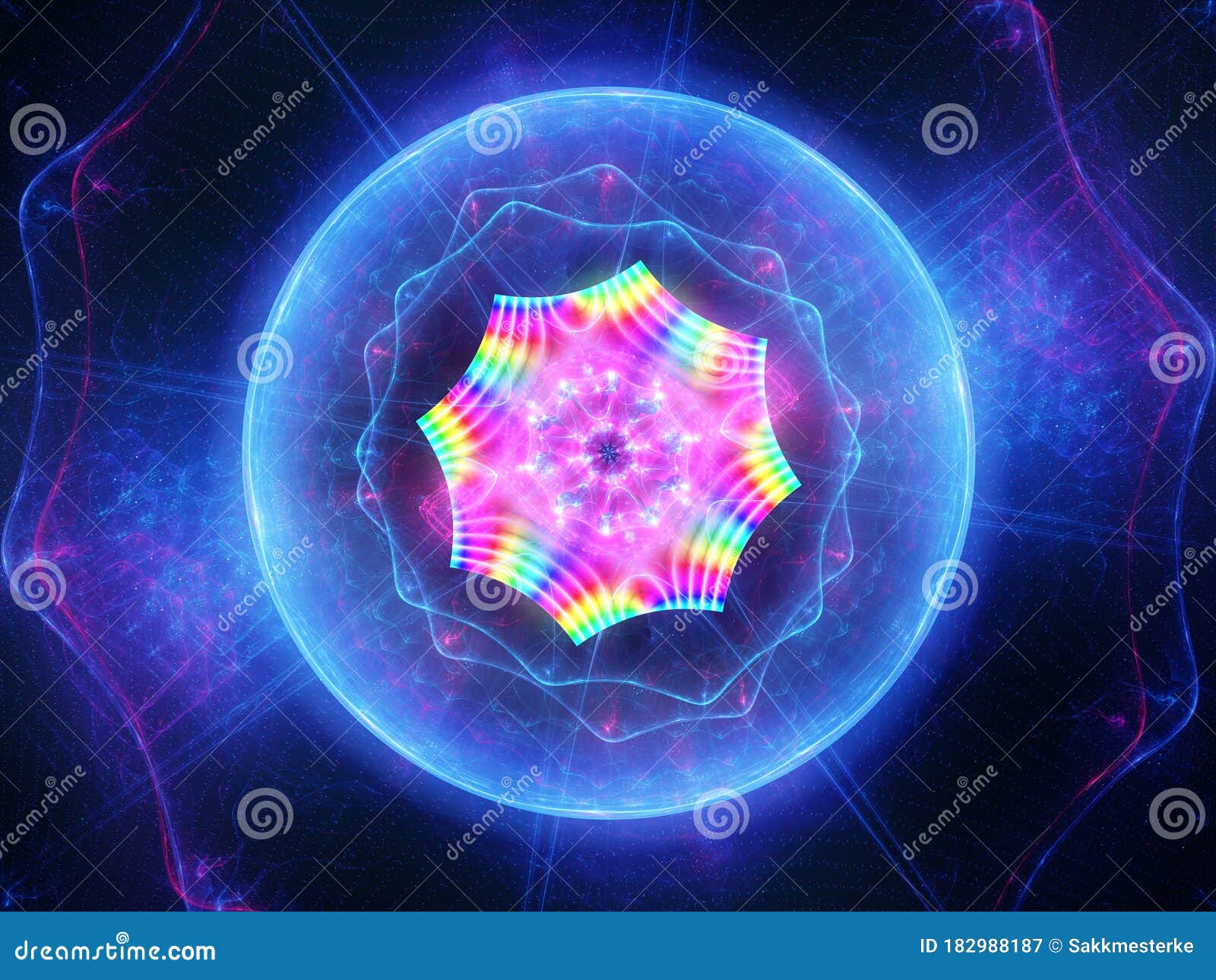 Colorful Glowing Quantum Computer Core Stock Illustration ...