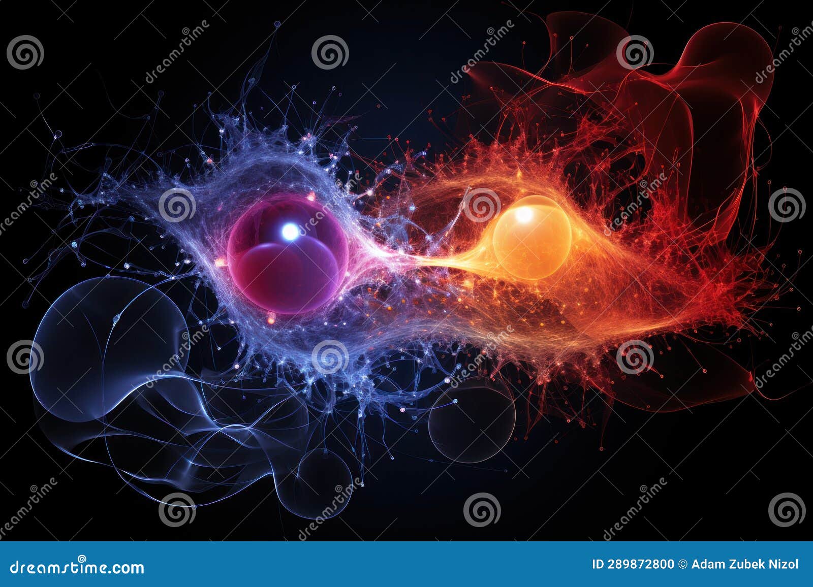 A Colorful Glowing Spheres in a Black Background Stock Illustration ...