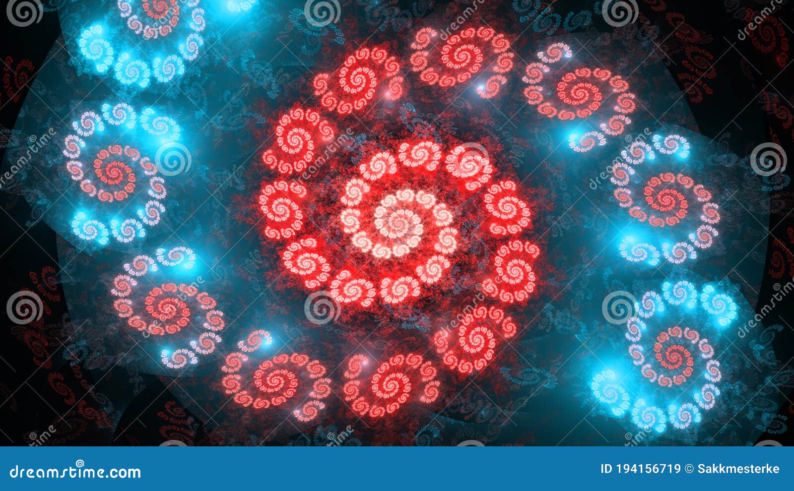 Colorful Glowing Spirals Fractal Stock Illustration - Illustration of ...