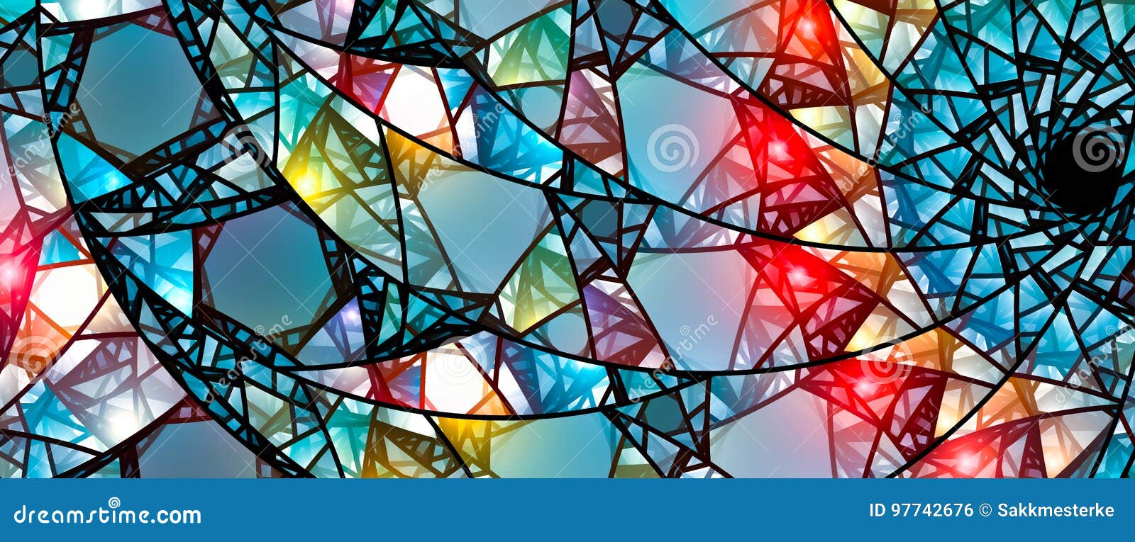 Glowing Stained Glass Triangular Pattern Intensity Map Black And White ...