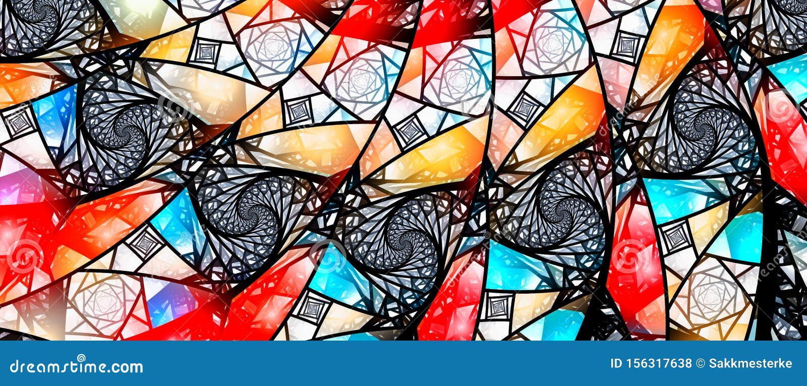 Glowing Stained Glass Triangular Pattern Intensity Map Black And White ...