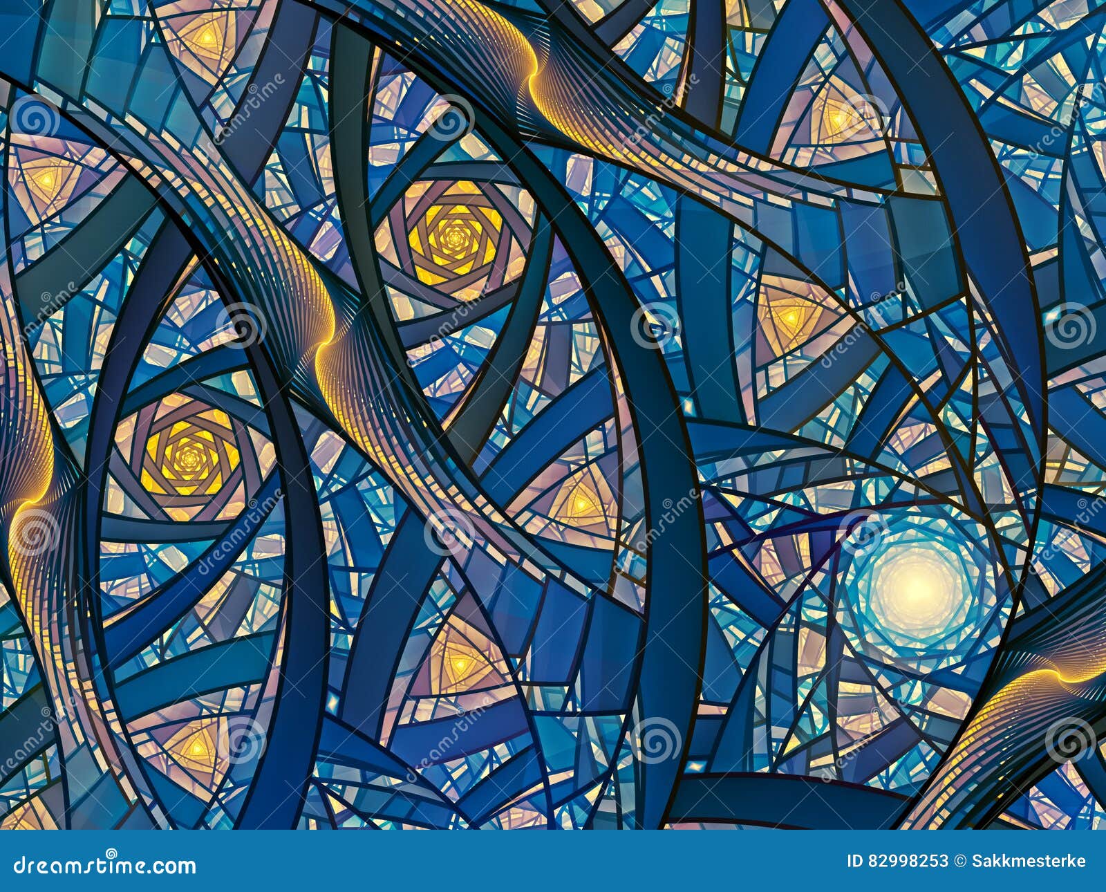 Glowing Stained Glass Triangular Pattern Intensity Map Black And White ...