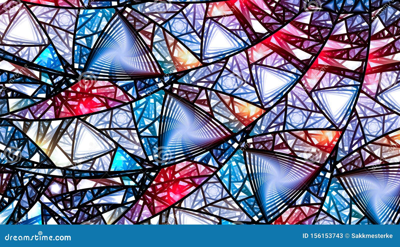 Colorful Glowing Stained Glass Triangular Pattern Stock Illustration ...