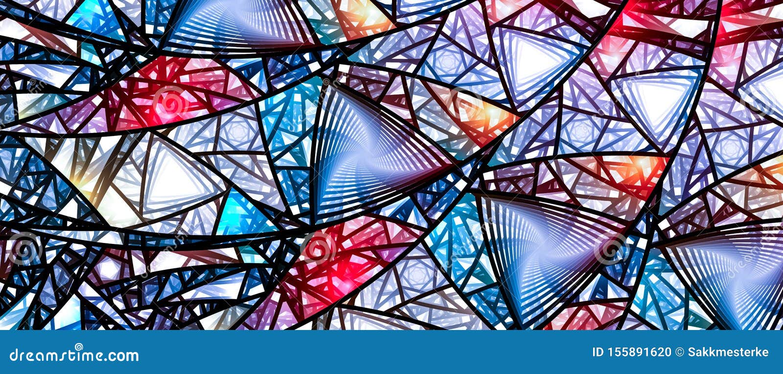 Glowing Stained Glass Triangular Pattern Intensity Map Black And White ...