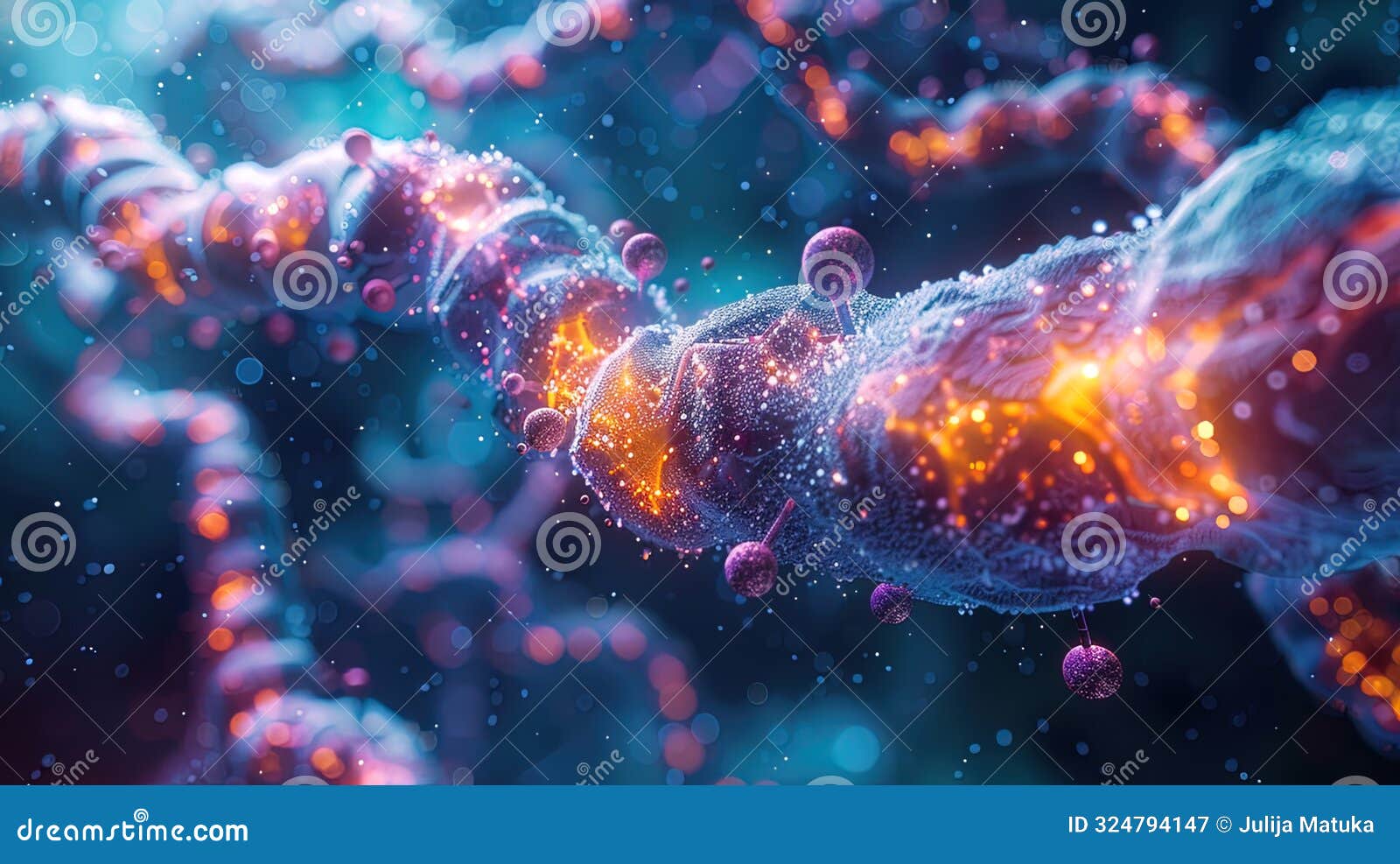 A Colorful, Glowing, and Twisted Strand of DNA Stock Image - Image of ...