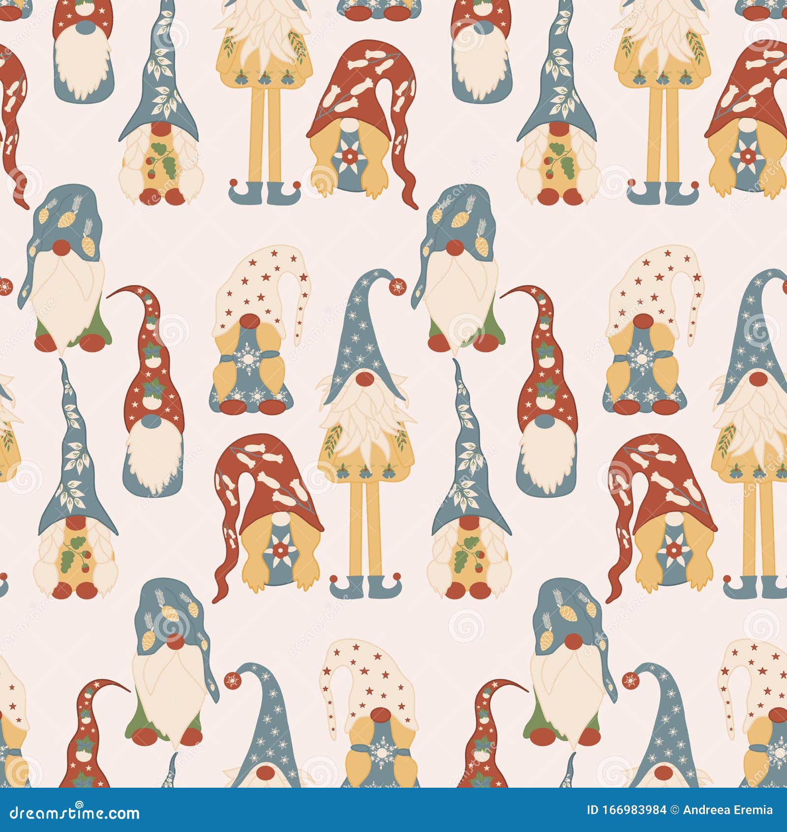 Colorful Gnomes in a Seamless Pattern Design Stock Vector ...