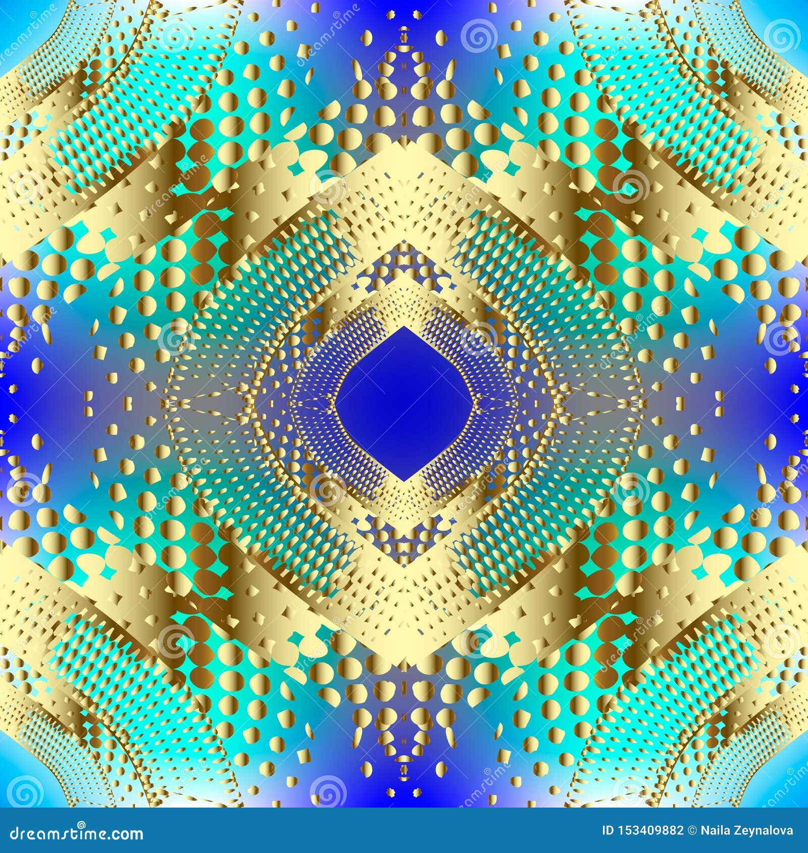 Colorful Gold Dotted Vector Seamless Pattern. Halftone Glowing Abstract ...