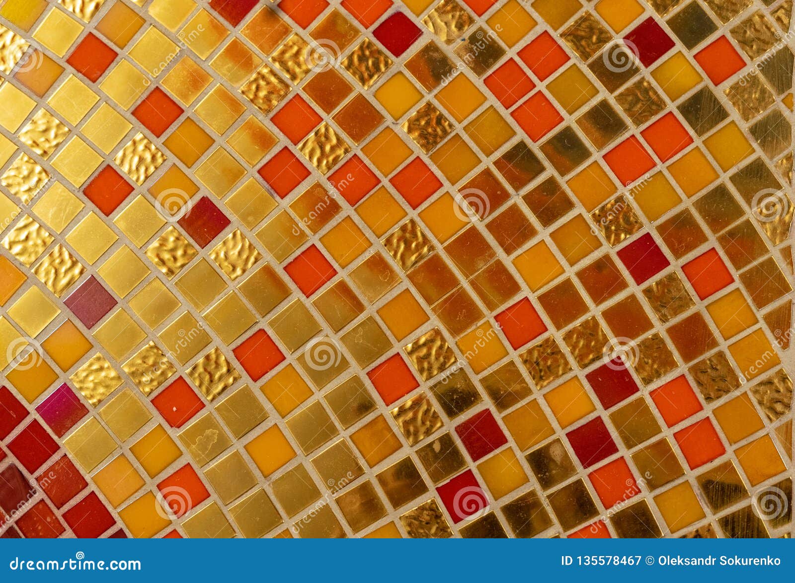 Colorful Golden Ceramic Mosaic Stock Image - Image of geometric ...