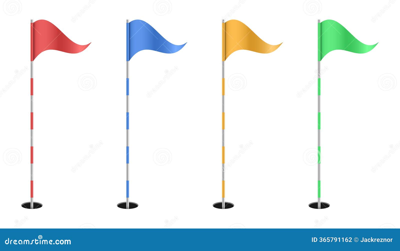 Golf Flags Vector. Realistic Flags Of The Golf Course. Isolated ...
