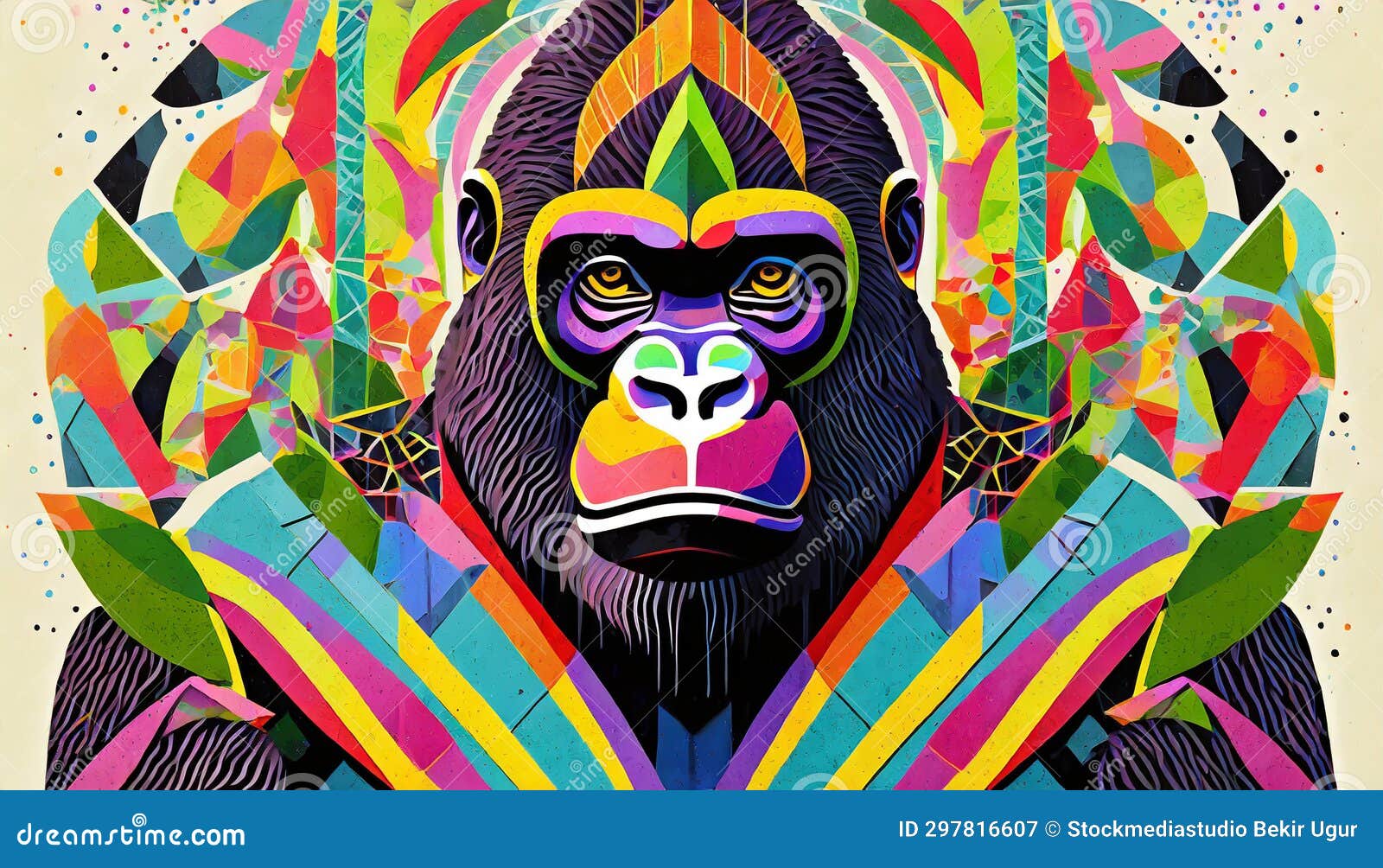 Colorful Gorilla stock illustration. Illustration of colour - 297816607