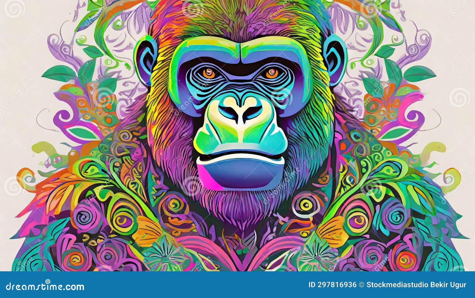 Colorful Gorilla stock illustration. Illustration of vibrant - 297816936