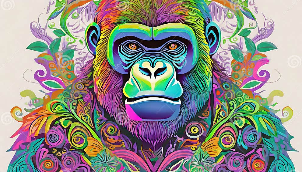 Colorful Gorilla stock illustration. Illustration of vibrant - 297816936