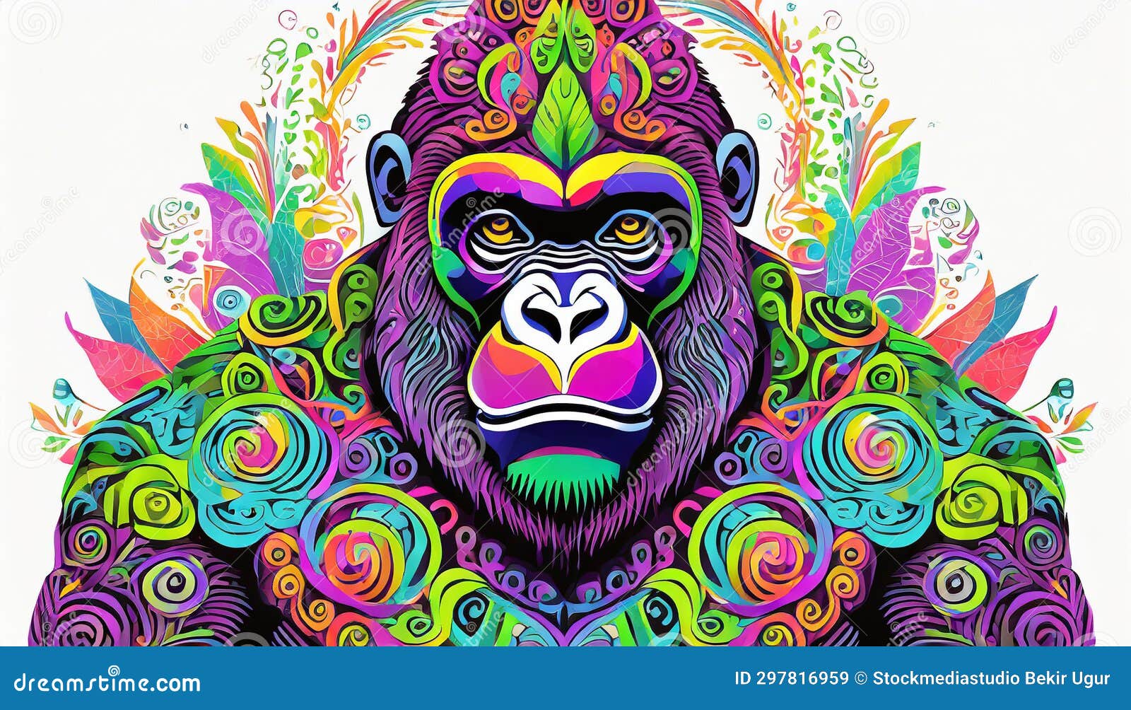 Colorful Gorilla stock illustration. Illustration of jungle - 297816959