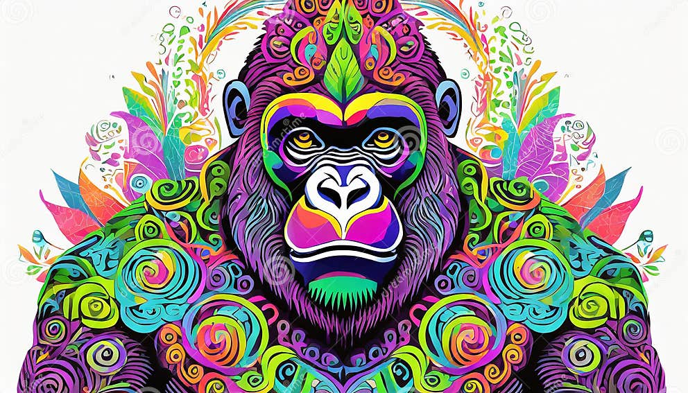 Colorful Gorilla stock illustration. Illustration of jungle - 297816959