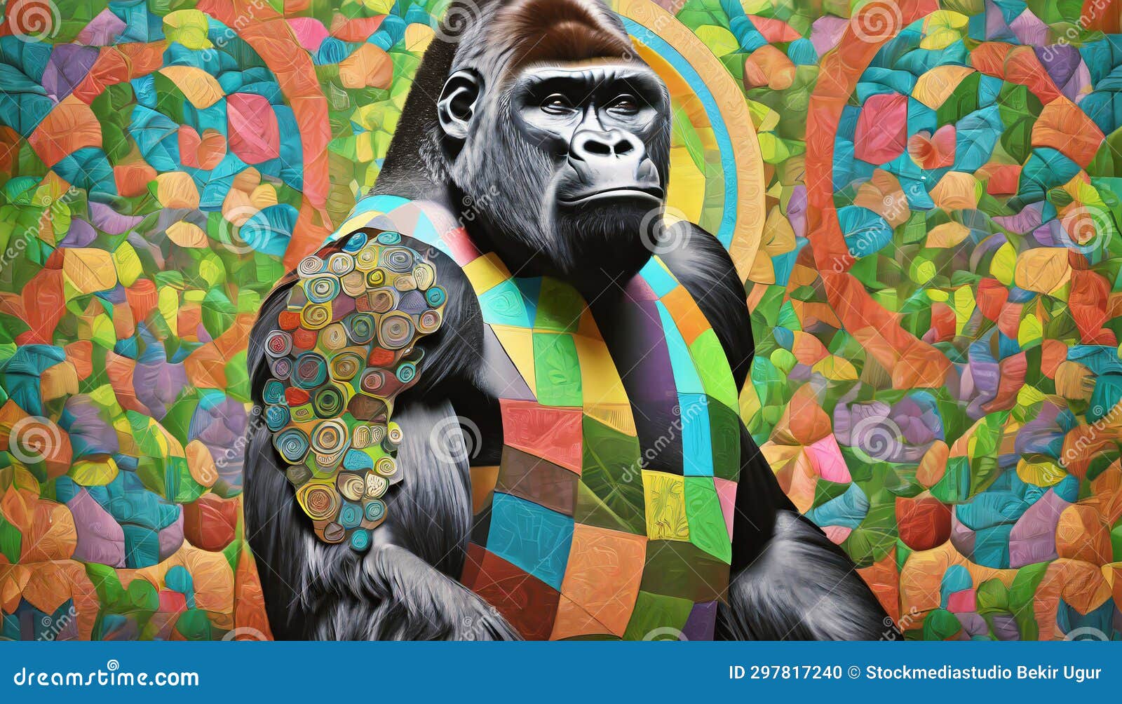Colorful Gorilla stock illustration. Illustration of symmetry - 297817240