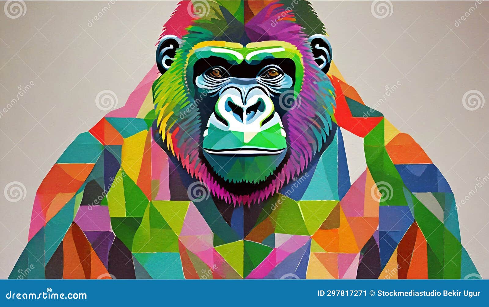 Colorful Gorilla stock illustration. Illustration of poster - 297817271