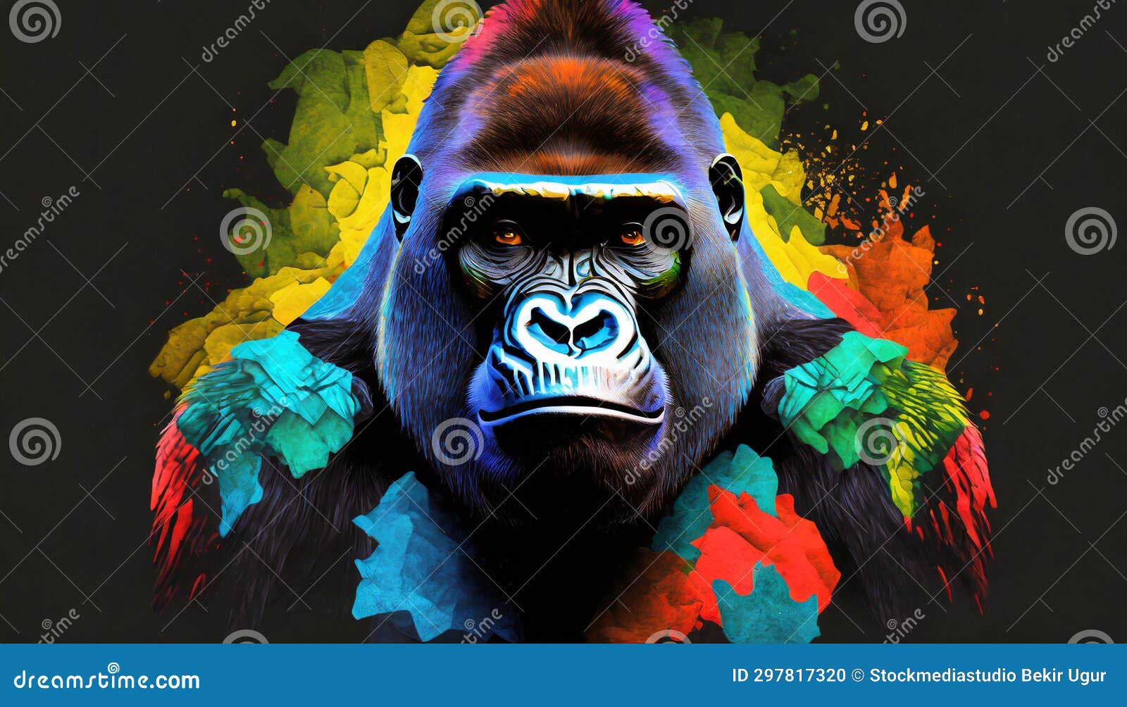 Colorful Gorilla stock illustration. Illustration of safari - 297817320