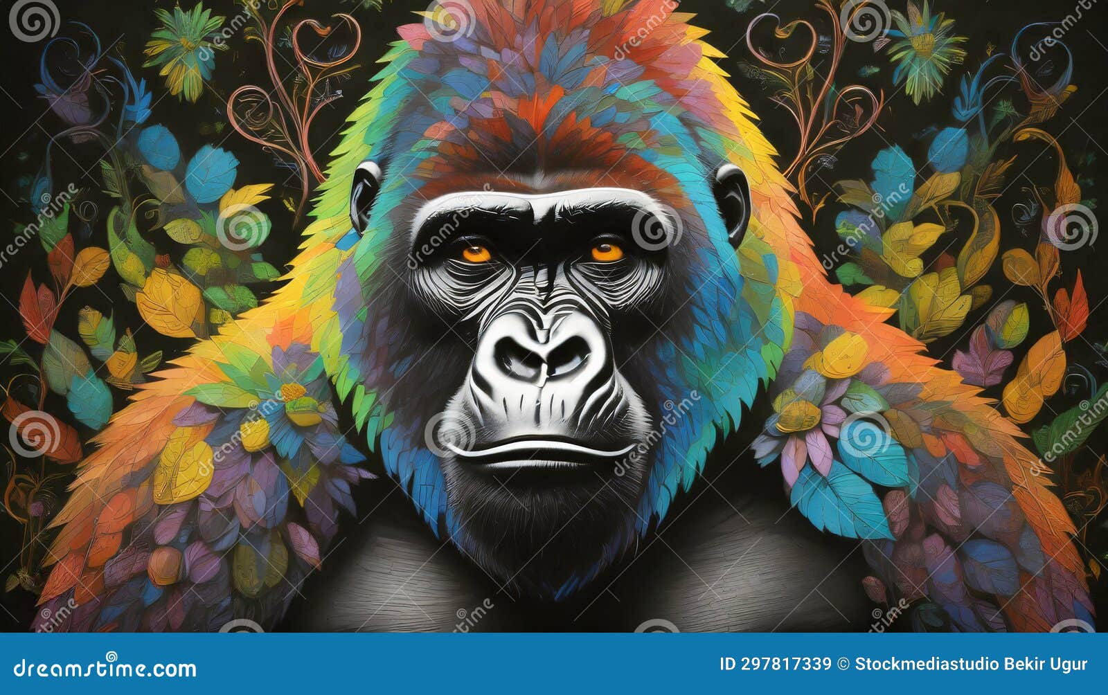 Colorful Gorilla stock illustration. Illustration of pattered - 297817339