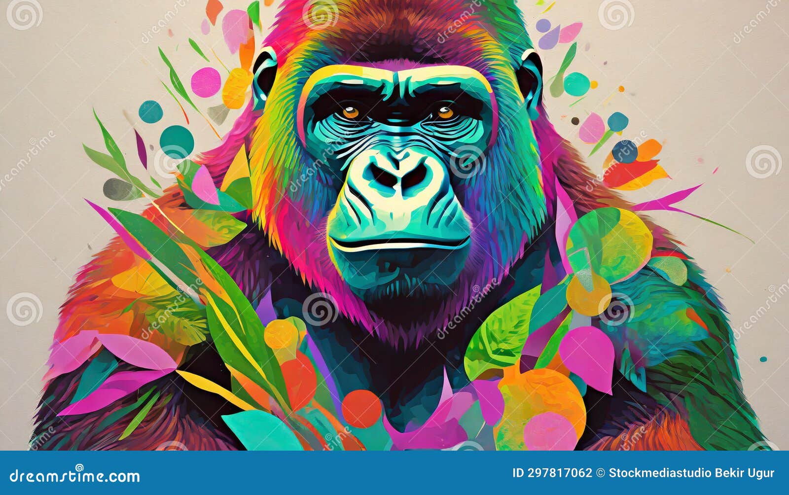 Colorful Gorilla stock illustration. Illustration of wildlife - 297817062