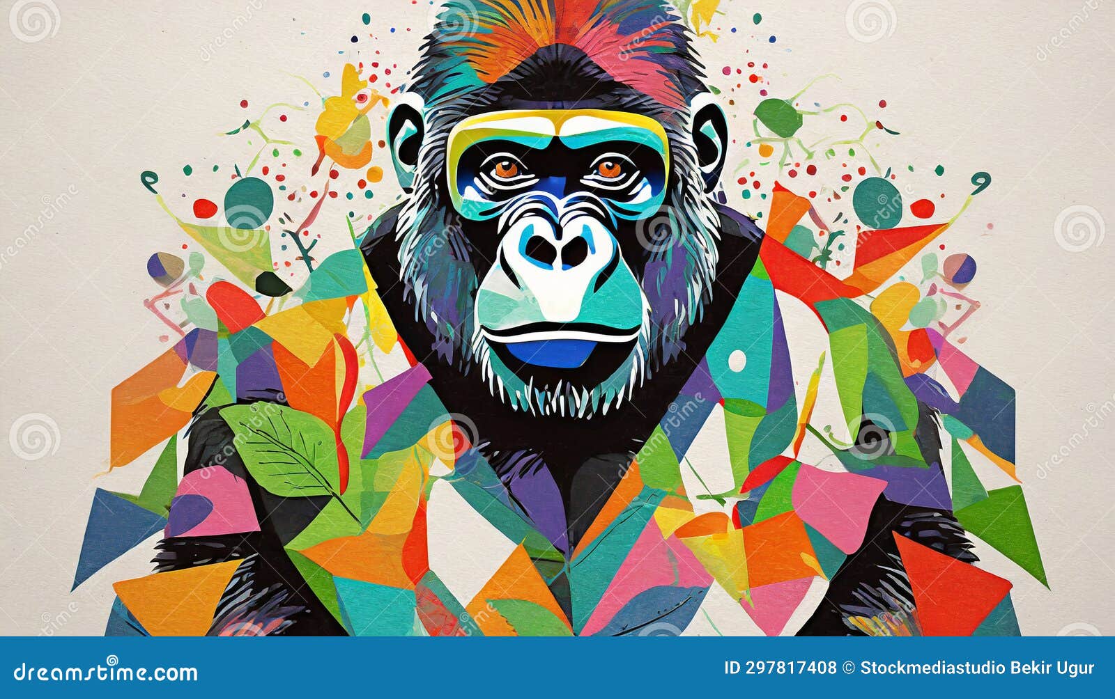 Colorful Gorilla stock illustration. Illustration of comics - 297817408