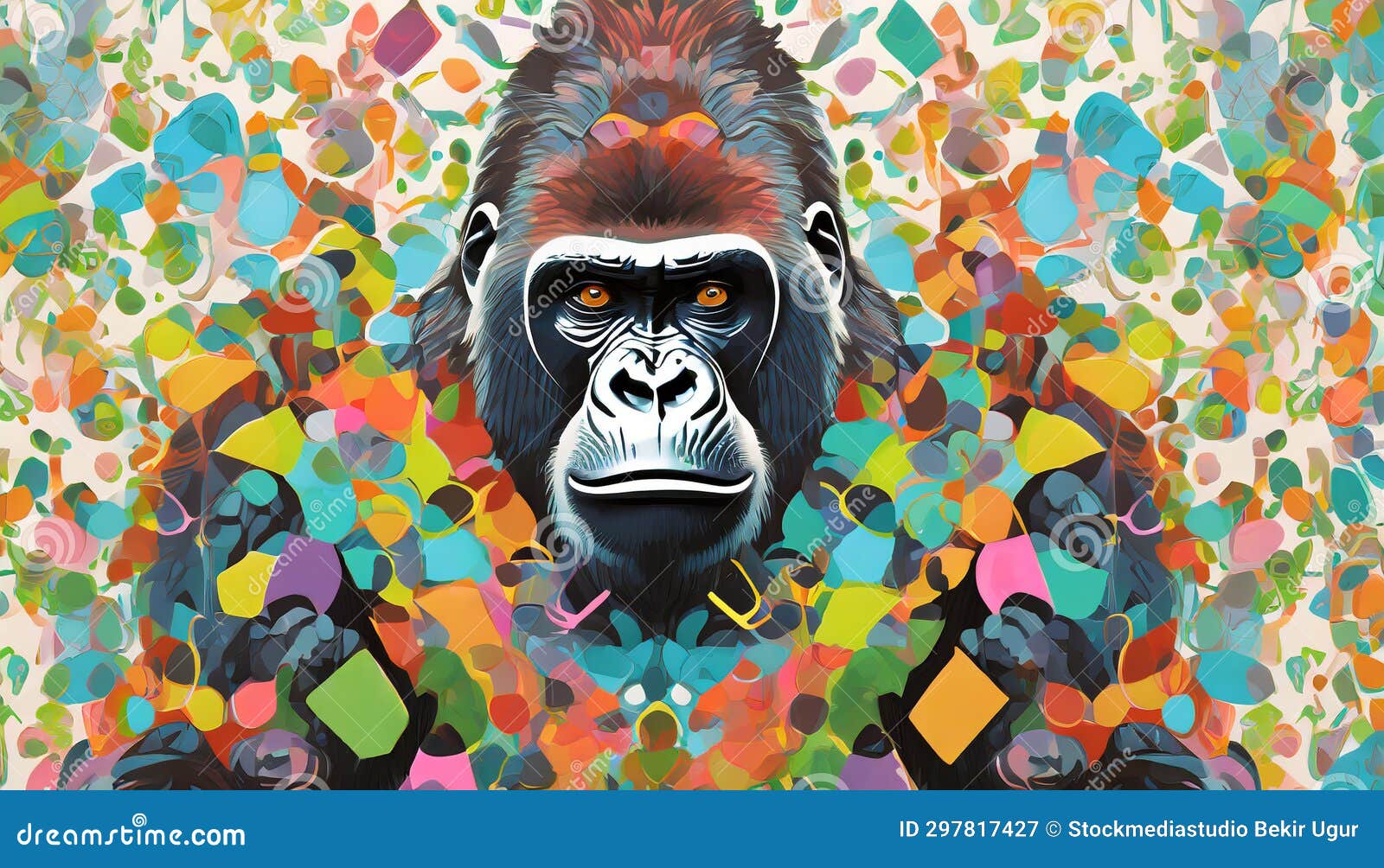 Colorful Gorilla stock illustration. Illustration of pattern - 297817427
