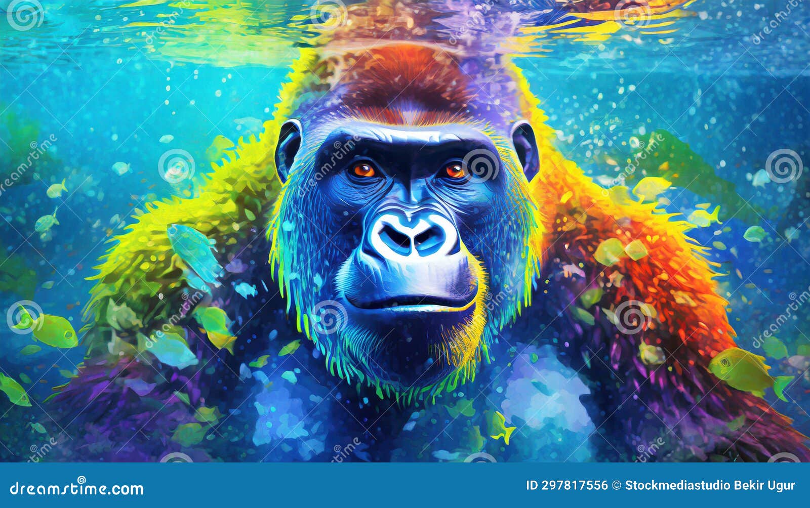 Colorful Gorilla stock illustration. Illustration of colors - 297817556