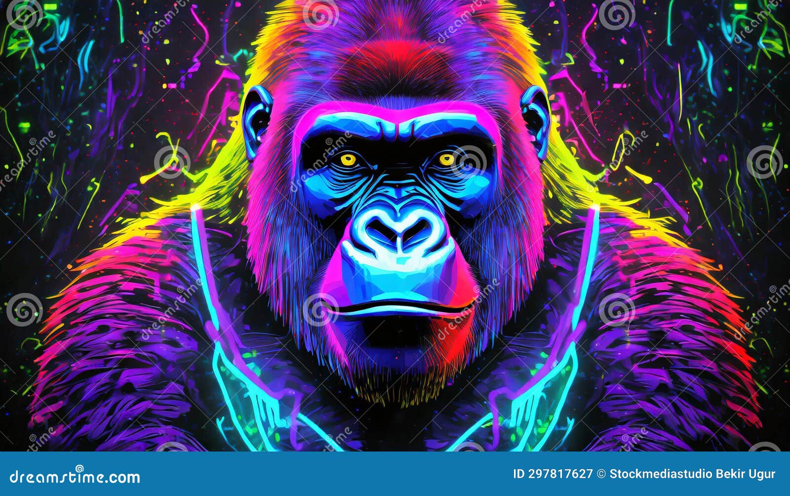 Colorful Gorilla stock illustration. Illustration of poster - 297817627