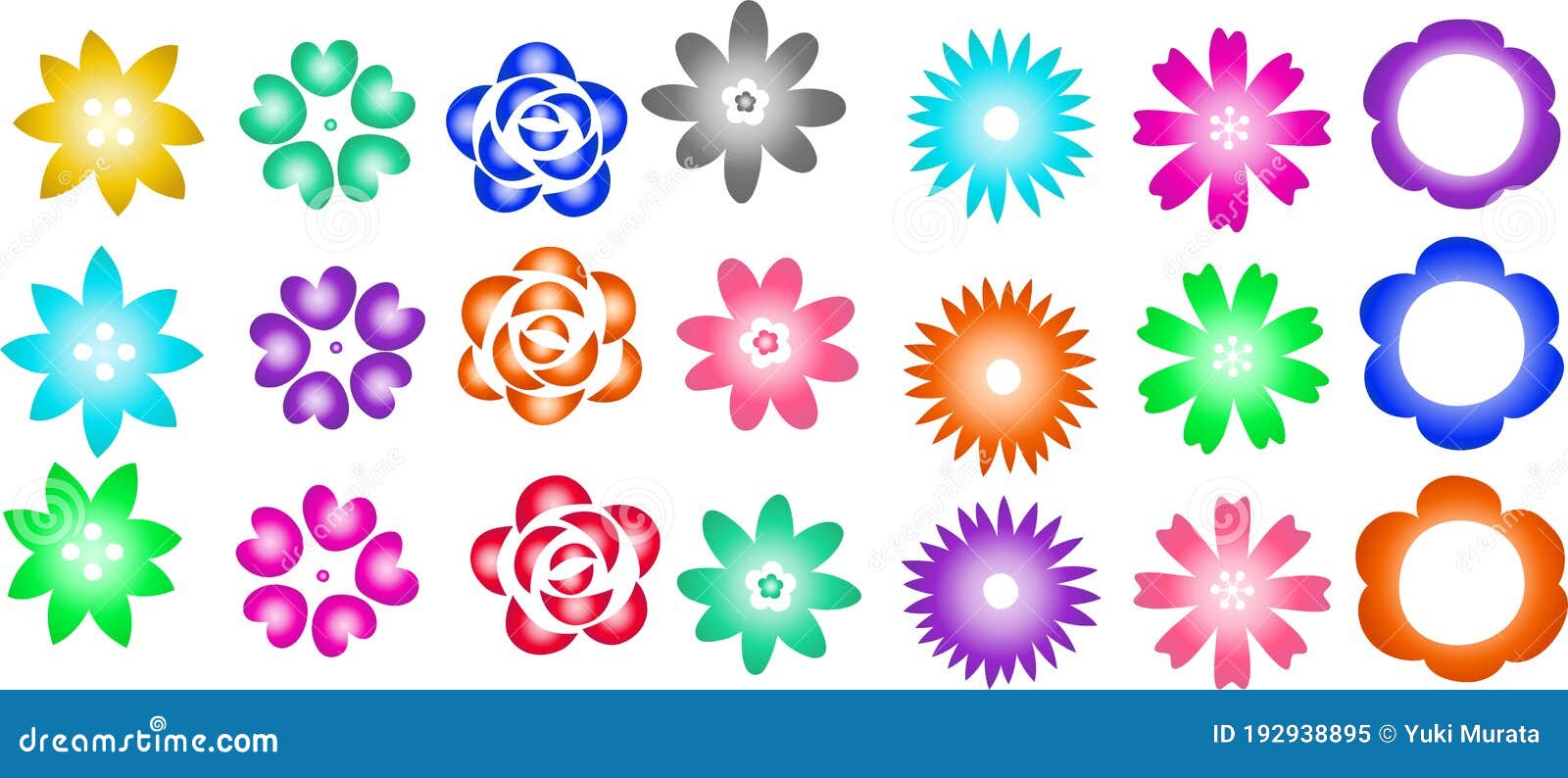 Colorful Gradation Hand-painted Simple Flower Shape Variation Set Stock ...