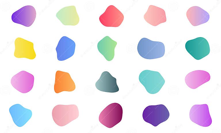 Colorful Gradient Abstract Shapes. Liquid Shapes. Random Organic Blobs ...