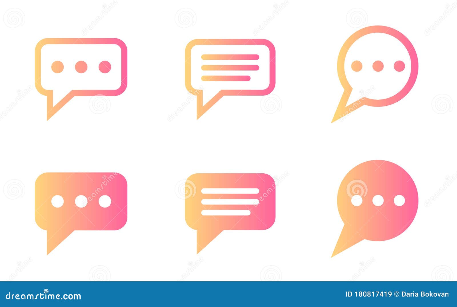 Colorful Gradient Chat Bubble Icons Stock Illustration - Illustration ...