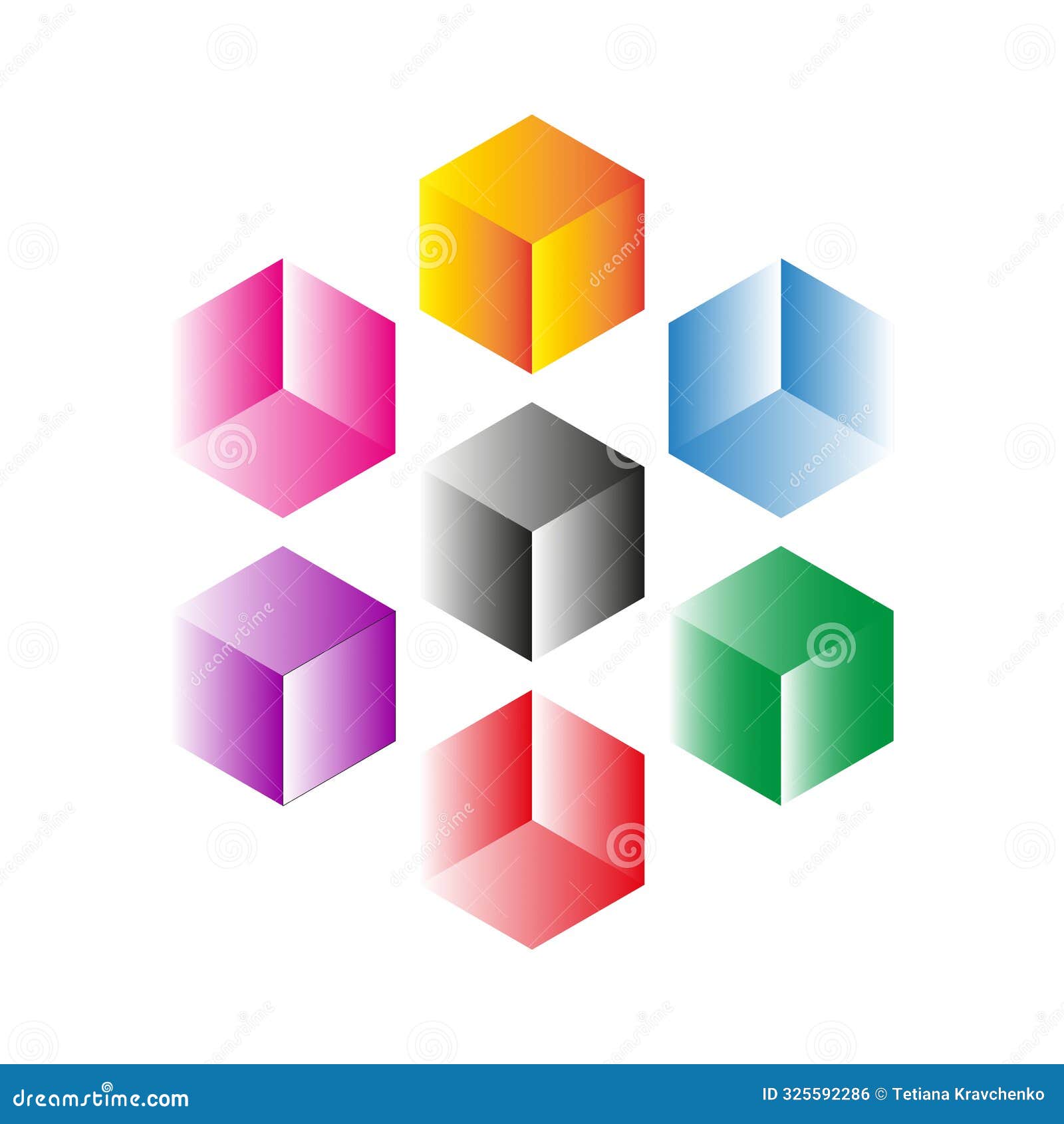 Colorful Gradient Cubes. Geometric Vector Shapes. Modern 3D Design ...