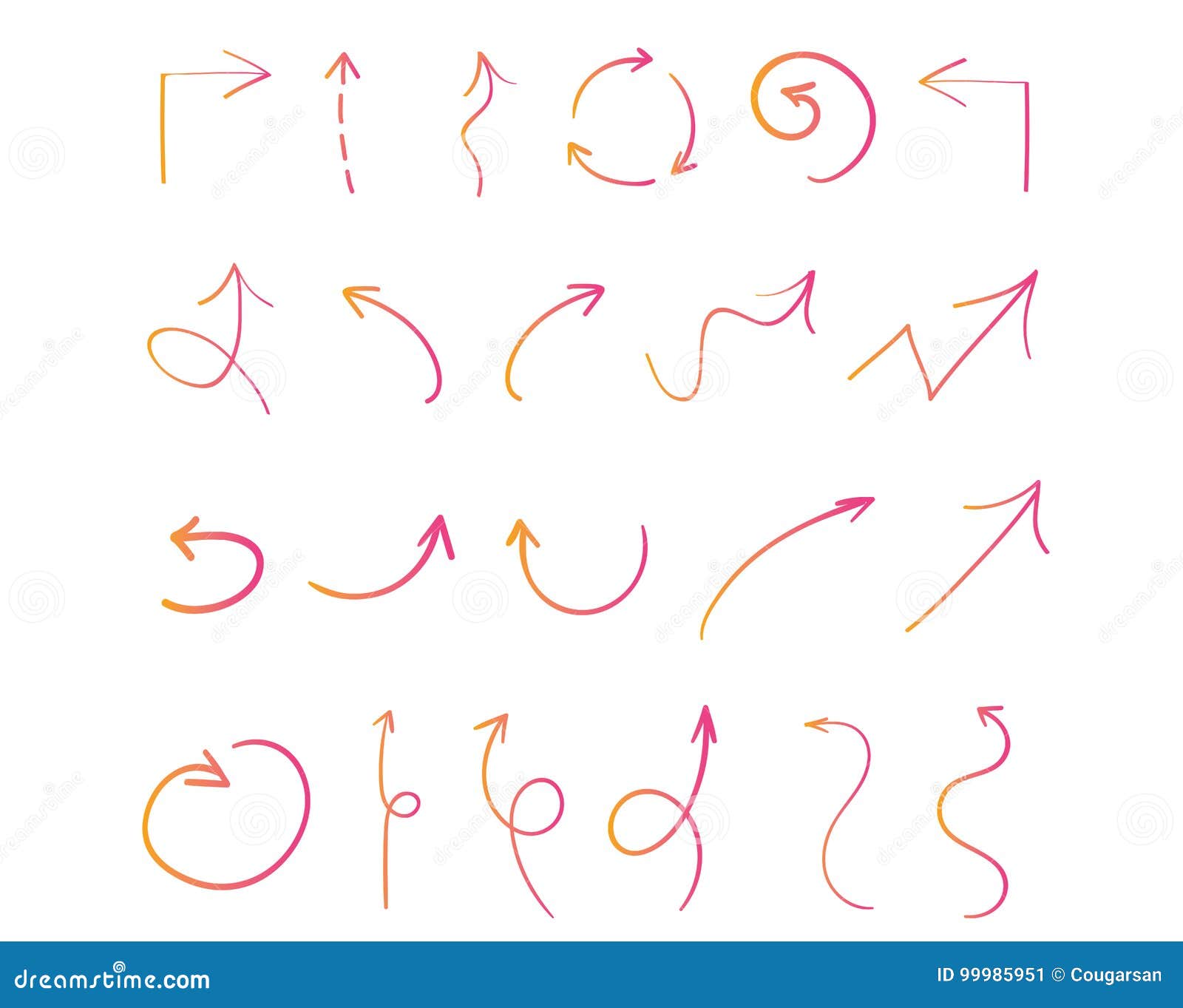 Colorful Gradient Drawing Arrow Collection Stock Vector - Illustration ...