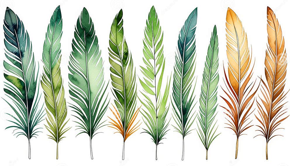 Colorful Gradient Feather Collection with Natural Patterns and Designs ...