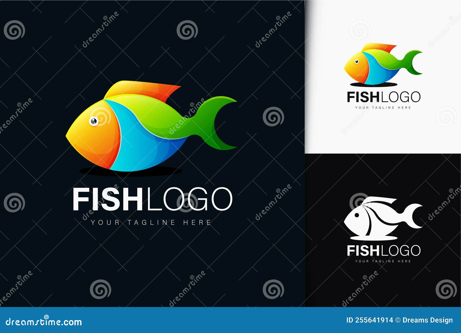 Colorful Gradient Fish Logo Design Stock Vector - Illustration of ...